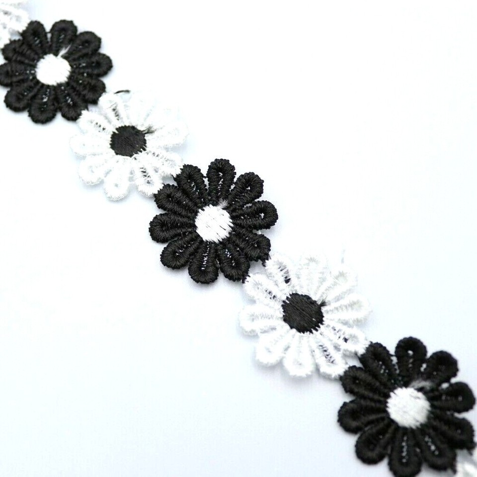 FCL 2 Yards Daisy Flower Lace And Ribbon Trim for Sewing and ...