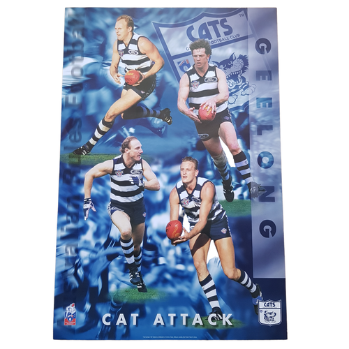 AFL Geelong Cats Cat Attack Large Poster 91 x 61cm Licensed 1997 Gary ...