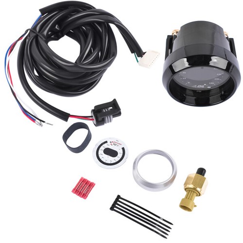 US/52mm Digital Oil Pressure Gauge Kit w/ LED Interface AEM 0-150 PSI ...