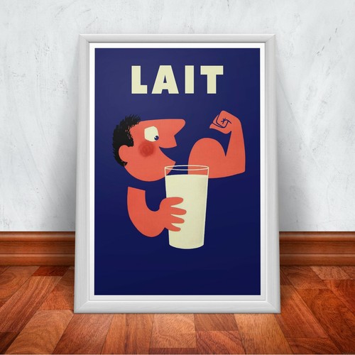Lait Milk Retro Vintage Wall Art Poster Print. Great Home Vintage Decor ...