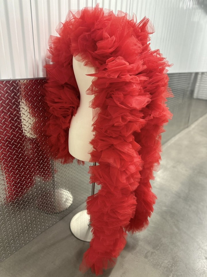 12 Foot Red Boa Burlesque Drag Dance Vegan Tulle Clubbing Diva Disco ...