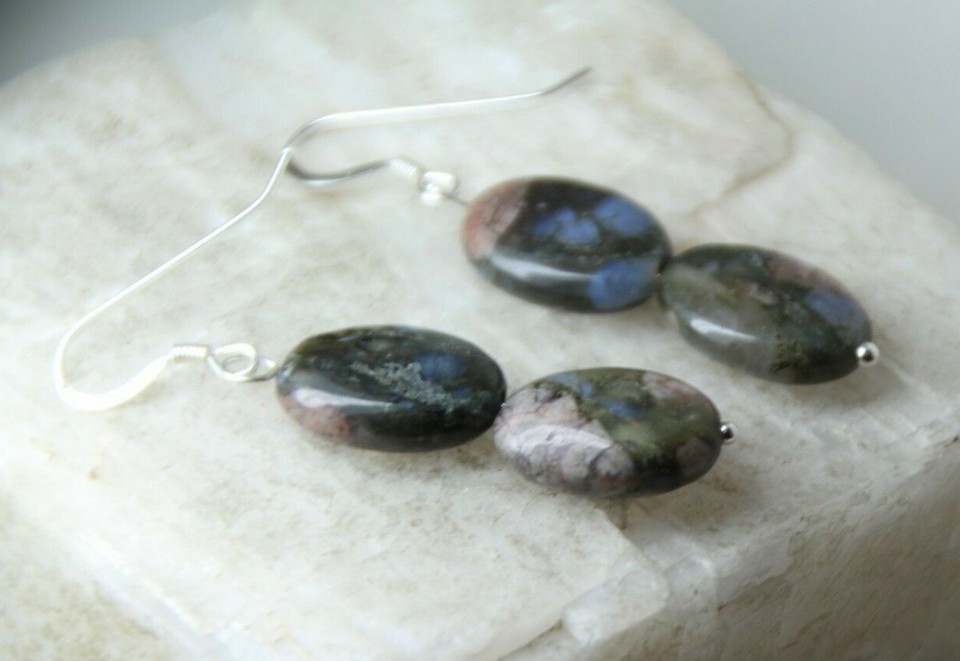 Opal Brown Natural 10mm x 13mm Oval Gemstone 925 Sterling Silver Earrings 1 3/4" | eBay