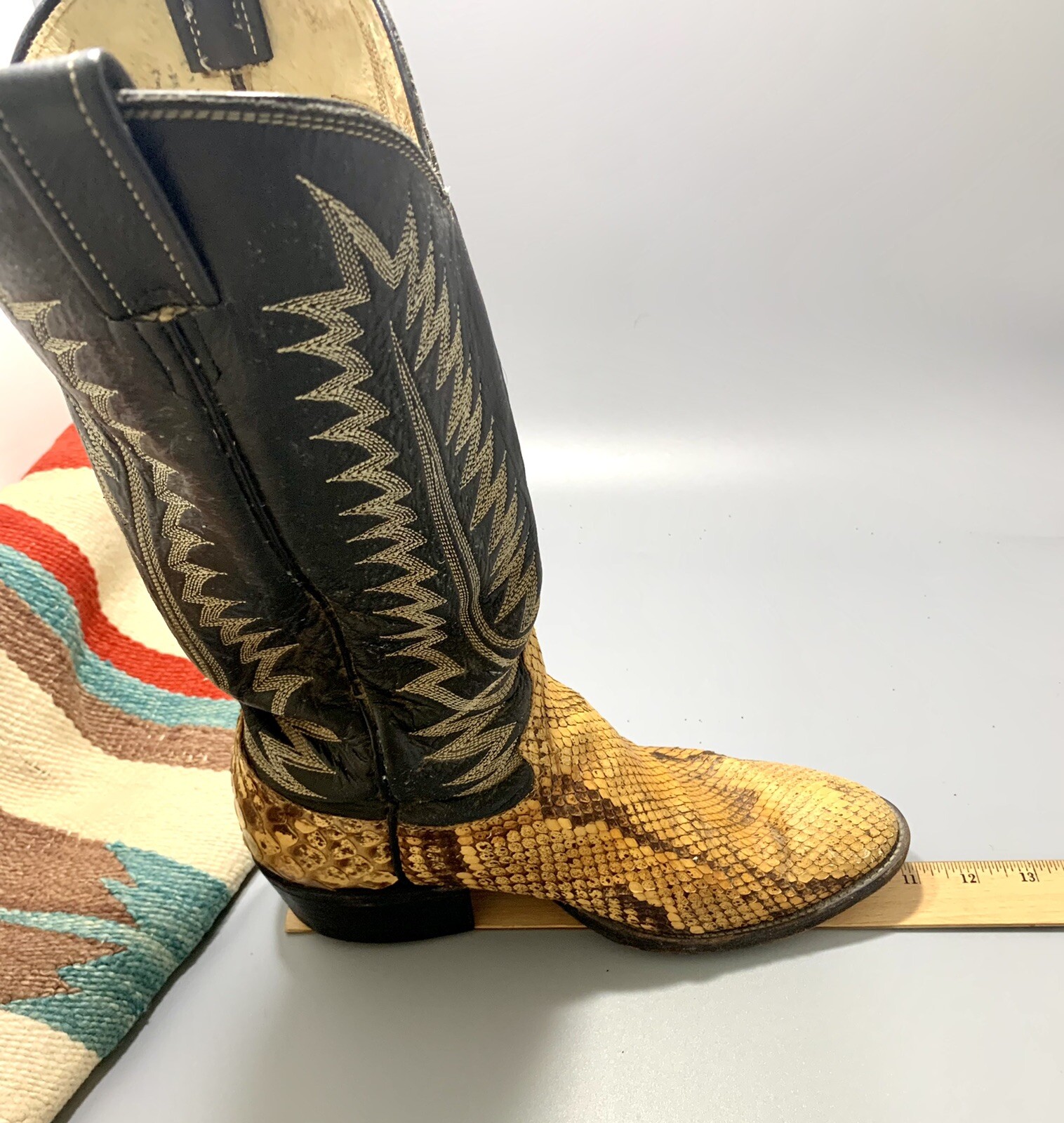 Vintage Cowtown Mens Snakeskin Cowboy Boots Size 7 1/… - Gem