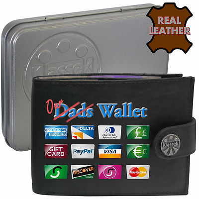 Dad Wallet Leather Dad's Money Bank Funny Joke Men's Gift Tin Present ...