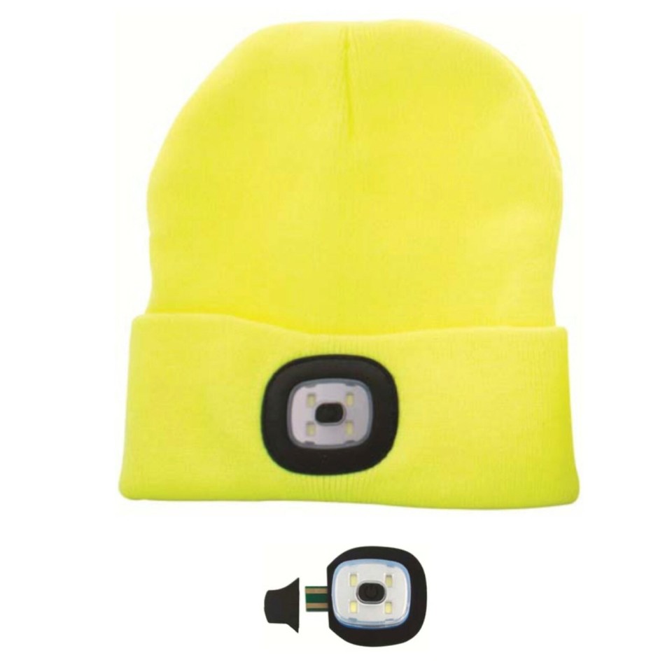 Knitted Wooly Beanie Hat With LED Light Unisex Warm High Powered Head ...