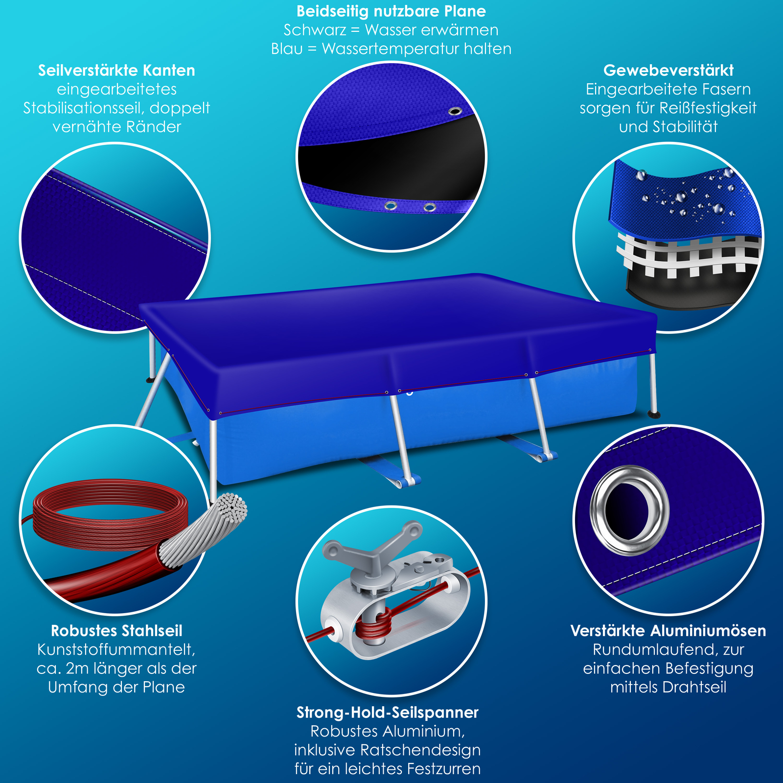 KESSER® Solar Poolabdeckung Pool Abdeckplane Abdeckung Solar Plane ...