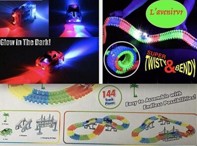 Glow in The Dark Race Flexible Tracks Set with Electric Car 144 Pieces ...