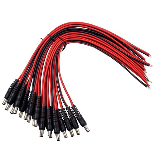 20-Pack 5A DC Power Cable with Male Connectors 2.1mm x 5.5mm Pigtail ...