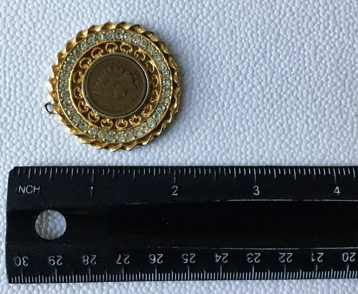 VINTAGE 1903 INDIAN PRINCESS PENNY HEAD PENDANT SURRO… - Gem