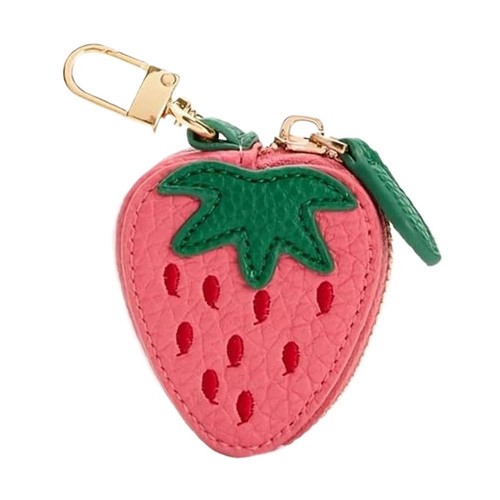 Cute Strawberry Leather Bag Charm Y2k Keychain with Preppy Zipper 丨US ...