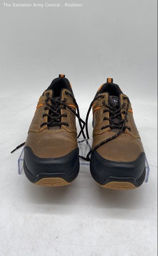 Work n' Sport Mens Brown Leather Round Toe Lace-Up Classic Work Boots ...