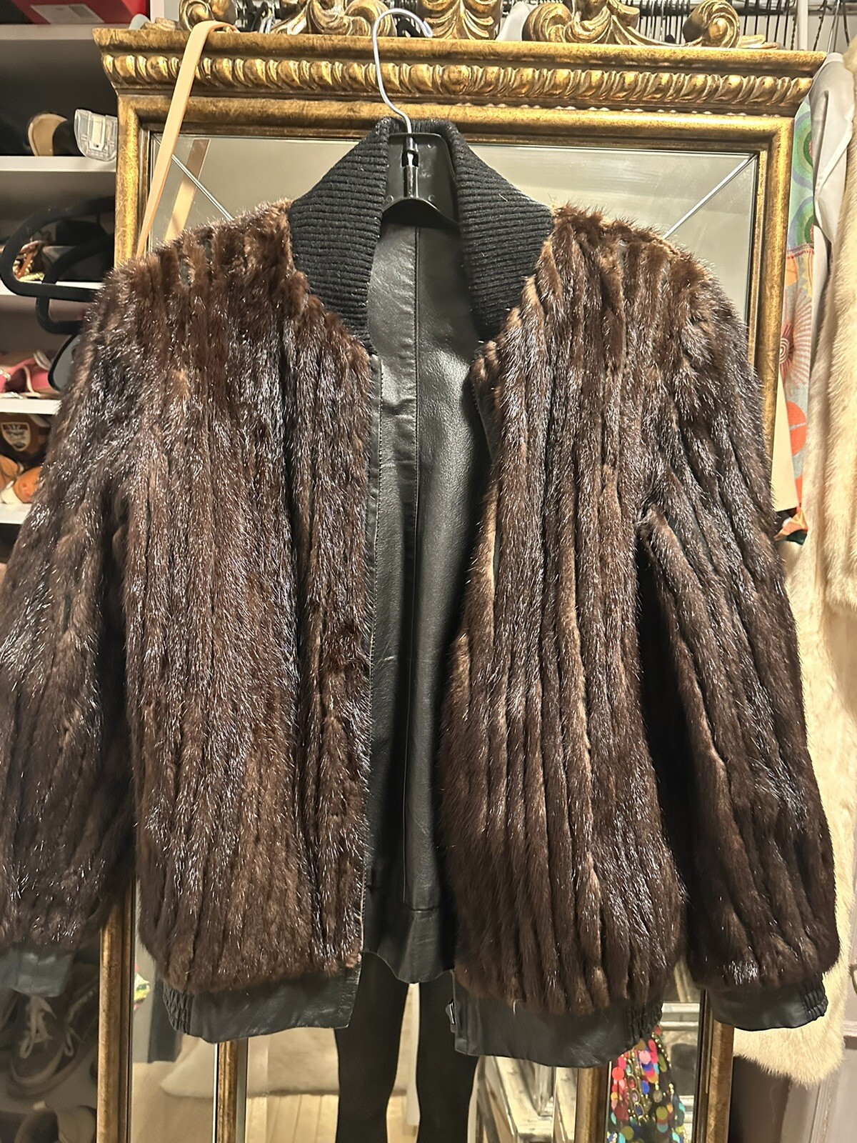 Genuine Female Mink Fur Reversible Leather Bomber Jac… - Gem