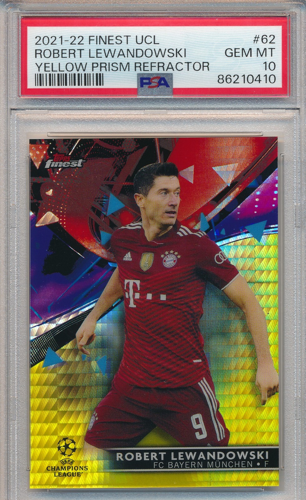 2021-22 FINEST UCL ROBERT LEWANDOWSKI YELLOW PRISM REFRACTOR 205/250 ...