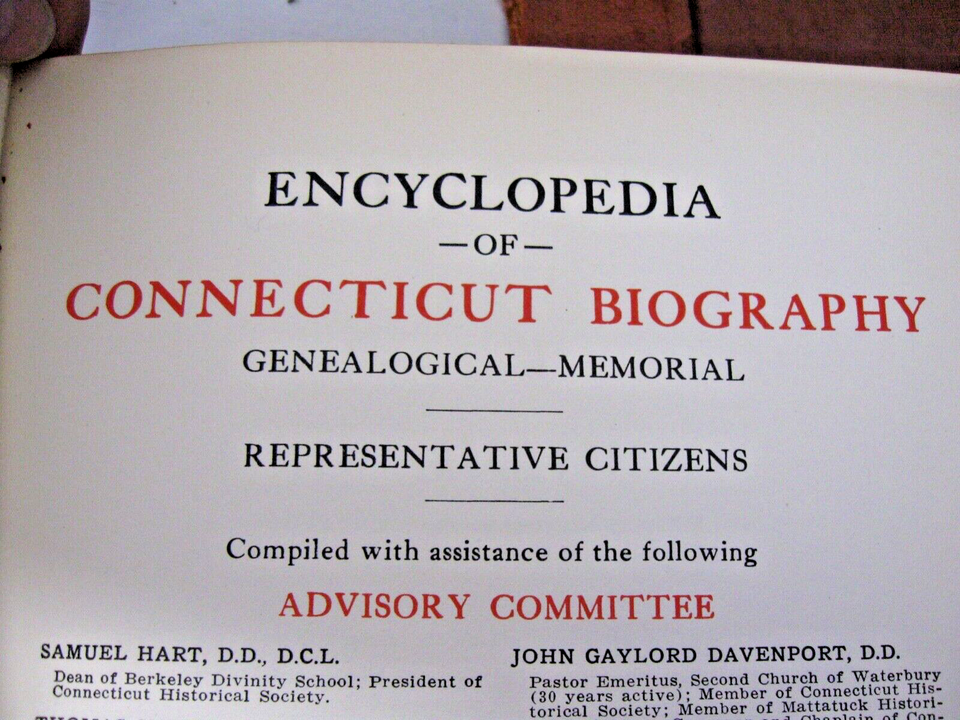 Book - ENCYCLOPEDIA OF BIOGRAPHY - CONNECTICUT - 1919 - AMERICAN ...