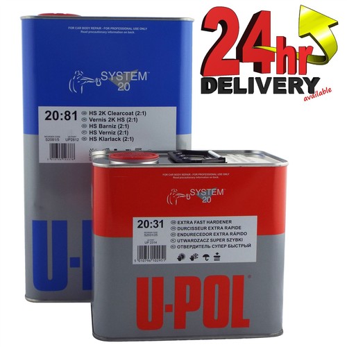 U-Pol Super Clearcoat Car 2K Lacquer 5 Litre S2081 + S2031 2.5 Kit Upol ...