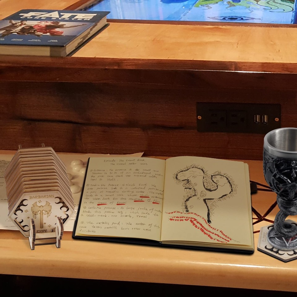 D&D Class Coasters Set of 14 with Holder Hexagon Gaming Mug Mats Wooden ...