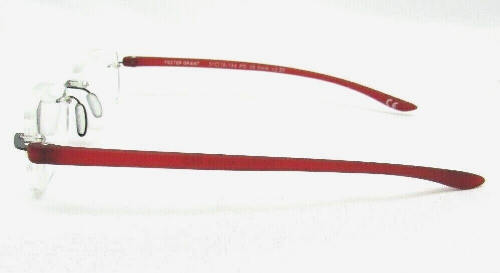 Foster Grant Rimless Reading Glasses w. Case ARCHIE RED 51/16-144 ...