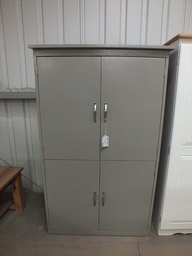 CLEARANCE PAINTED HIDEAWAY COMPUTER CUPBOARD GREY GLOSS HAND MADE EX ...
