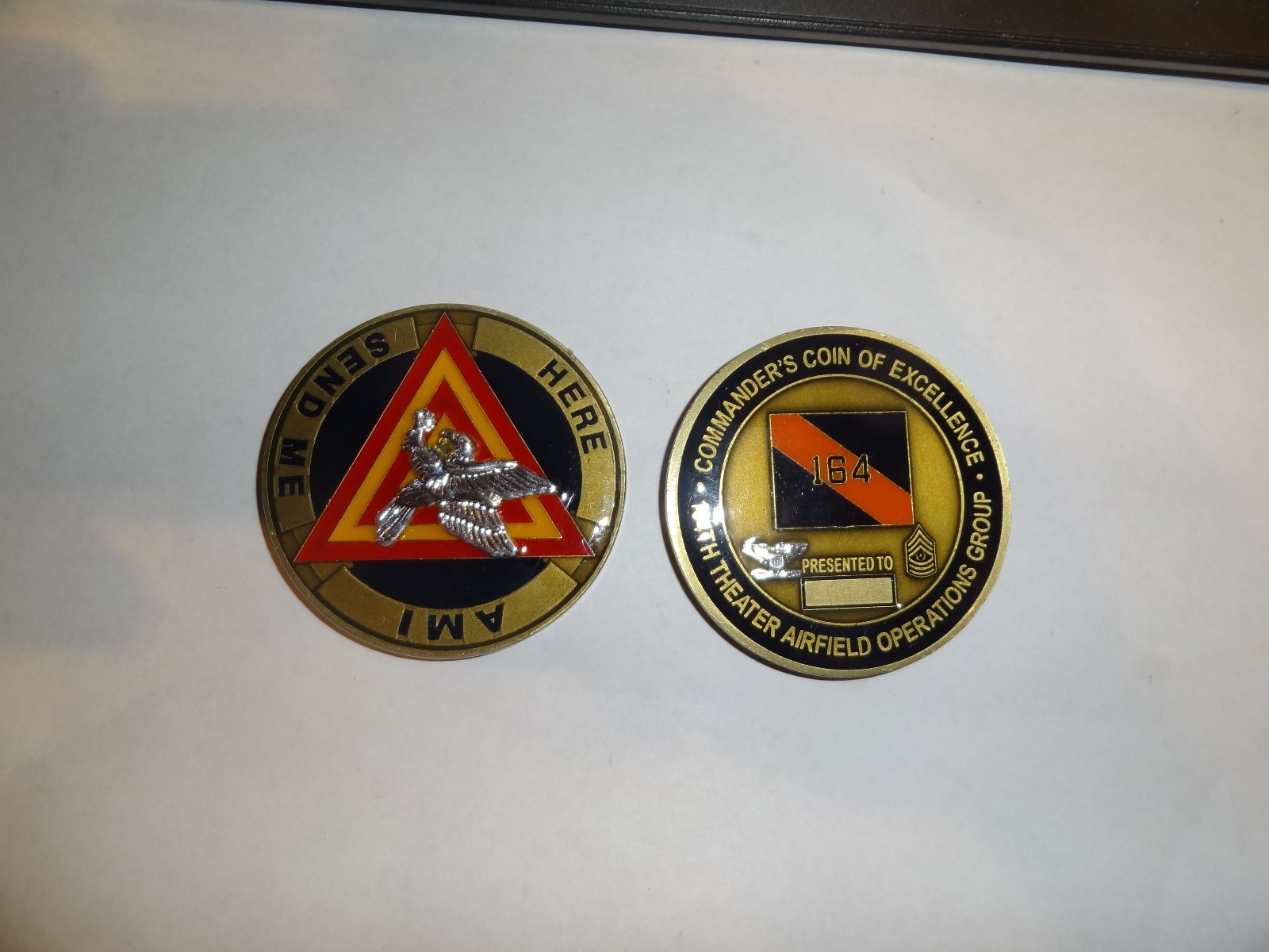 CHALLENGE COIN 164TH THEATER AIRFIELD OPERATIONS GROUP HERE AM I SEND ...