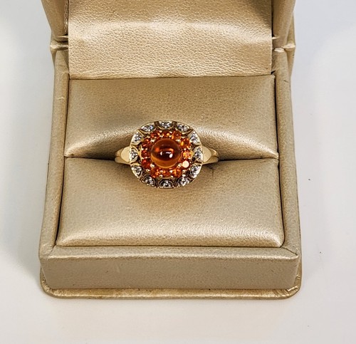 14k Gold Orange Gemstone & Diamond Ring 4.1 grams Size 7 Signed STS | eBay