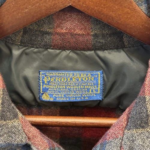 Pendleton Vintage Wool Shirt Mens L Maroon Plaid Flap Pocket Loop ...