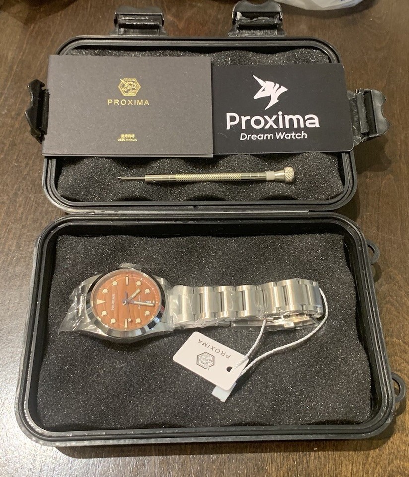 PROXIMA PX 1690 Mens Automatic Watch 37mm On The Fly Clasp Desert Dial ...