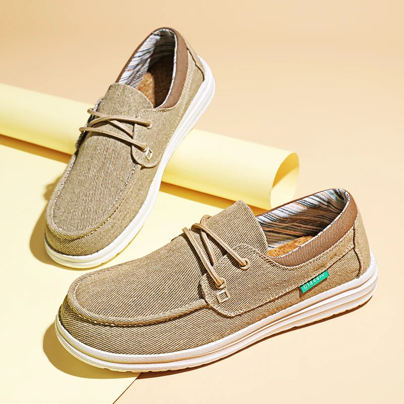 Summer Men's Canvas Shoes Breathable Casual Shoes Loafers Slip on ...