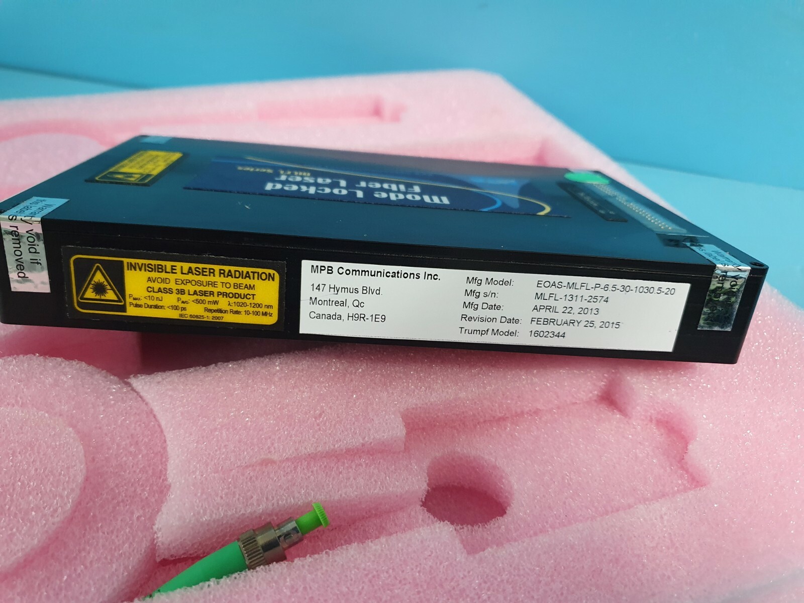 MPB Communications Inc MLFL Series EOAS-MLFL-P-6.5-30-1030.5-20 Fiber ...