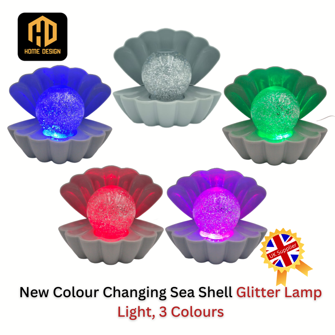 New Colour Changing Sea Shell Glitter Lamp Light, 3 Colours | eBay UK