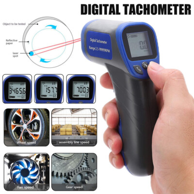 Digital Non-Contact Laser Tachometer Handheld RPM Meter Engine Motor ...