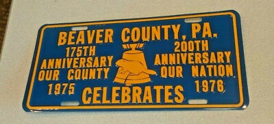 Vintage NOS Beaver County 175th 200th Anniversary 1976 Promo LICENSE ...