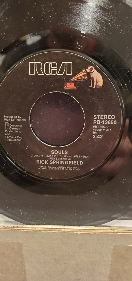 RICK SPRINGFIELD 7" 45 RPM "Souls (Live)" & "Souls" VG+ Condition. | eBay