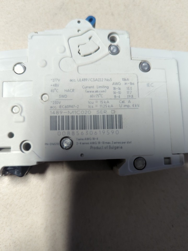 Allen Bradley 1489-M1C020 Ser D Breaker 2 Amp | eBay