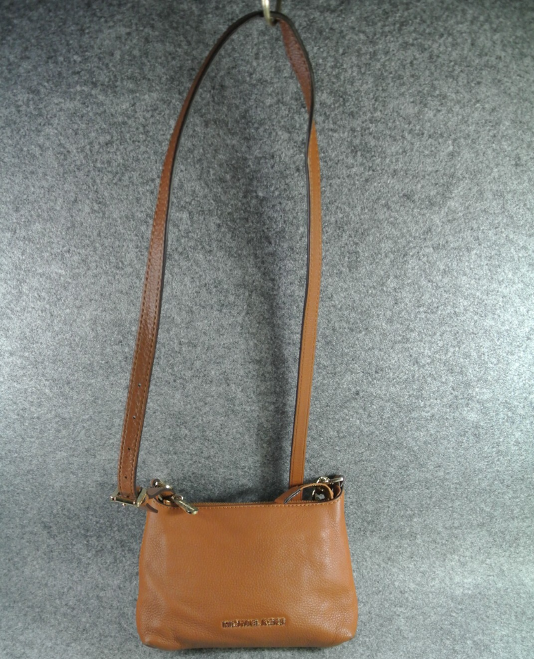 Michael Kors Brown Leather Crossbody Mini Purse Bag Small MK Handbag | eBay