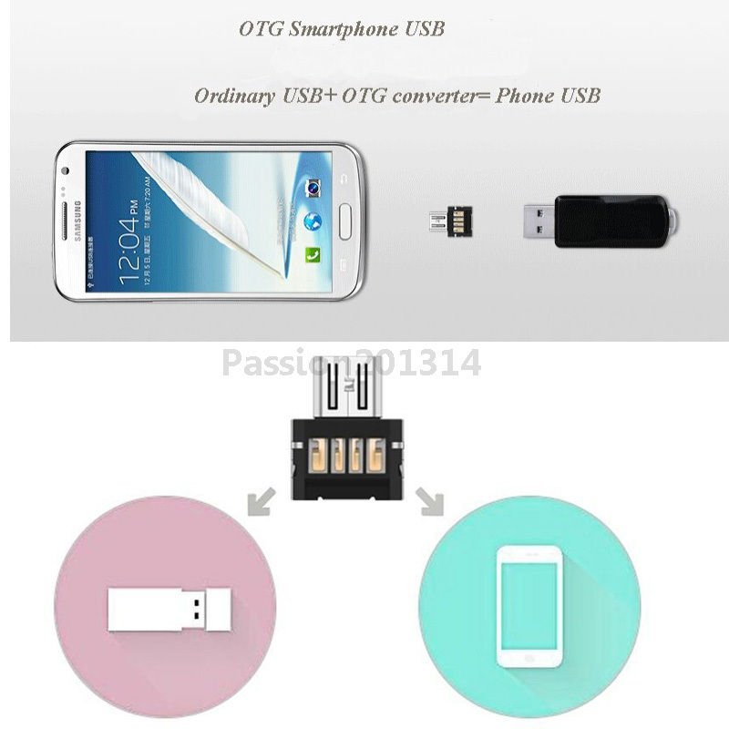 2Pc Micro USB Male to USB Female OTG Adapter Converter For Tablet Phone ...