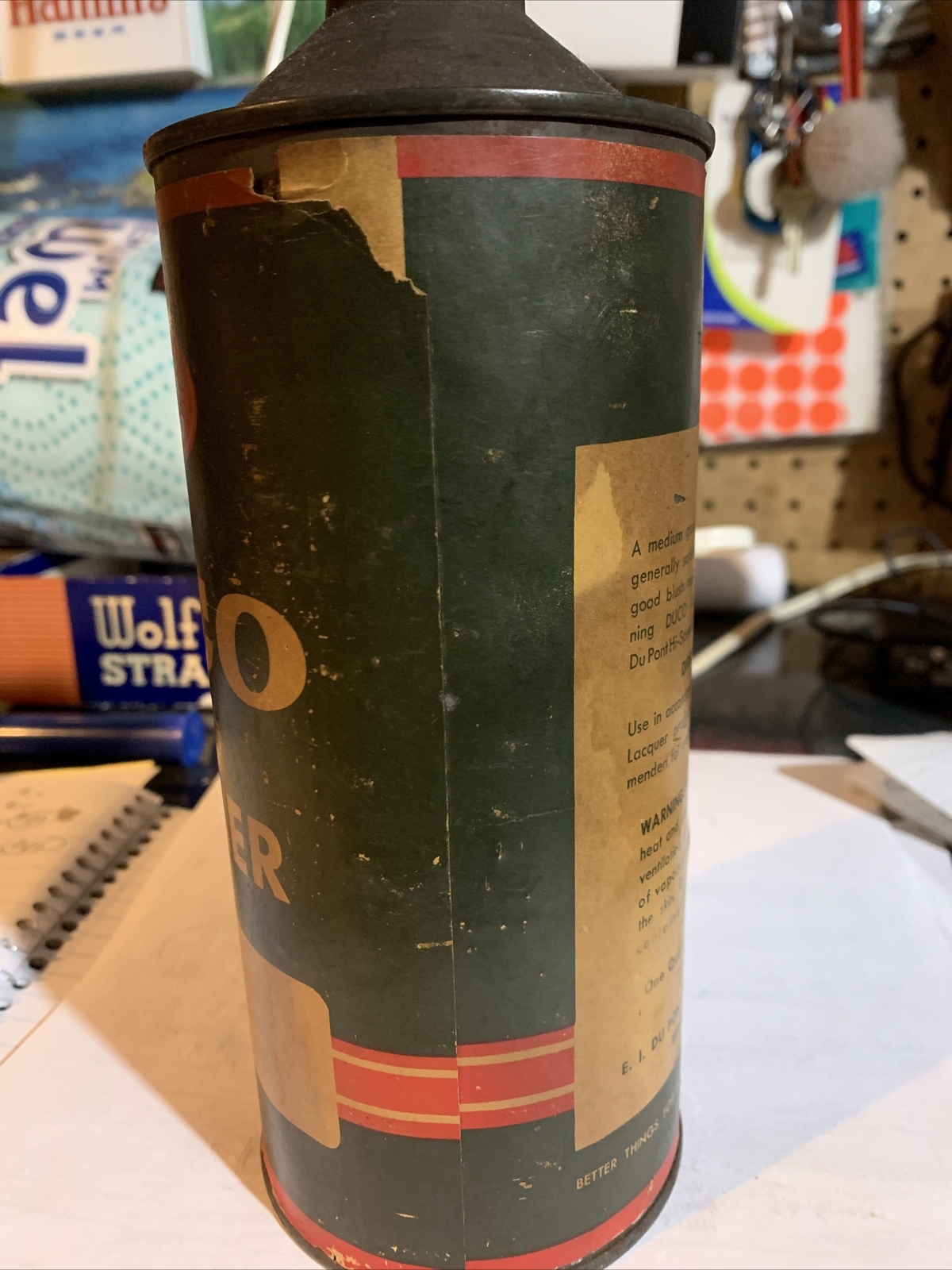 Vintage 1 Quart Dupont Duco Lacquer Thinner Cone Top Can Gas Oil Paper ...