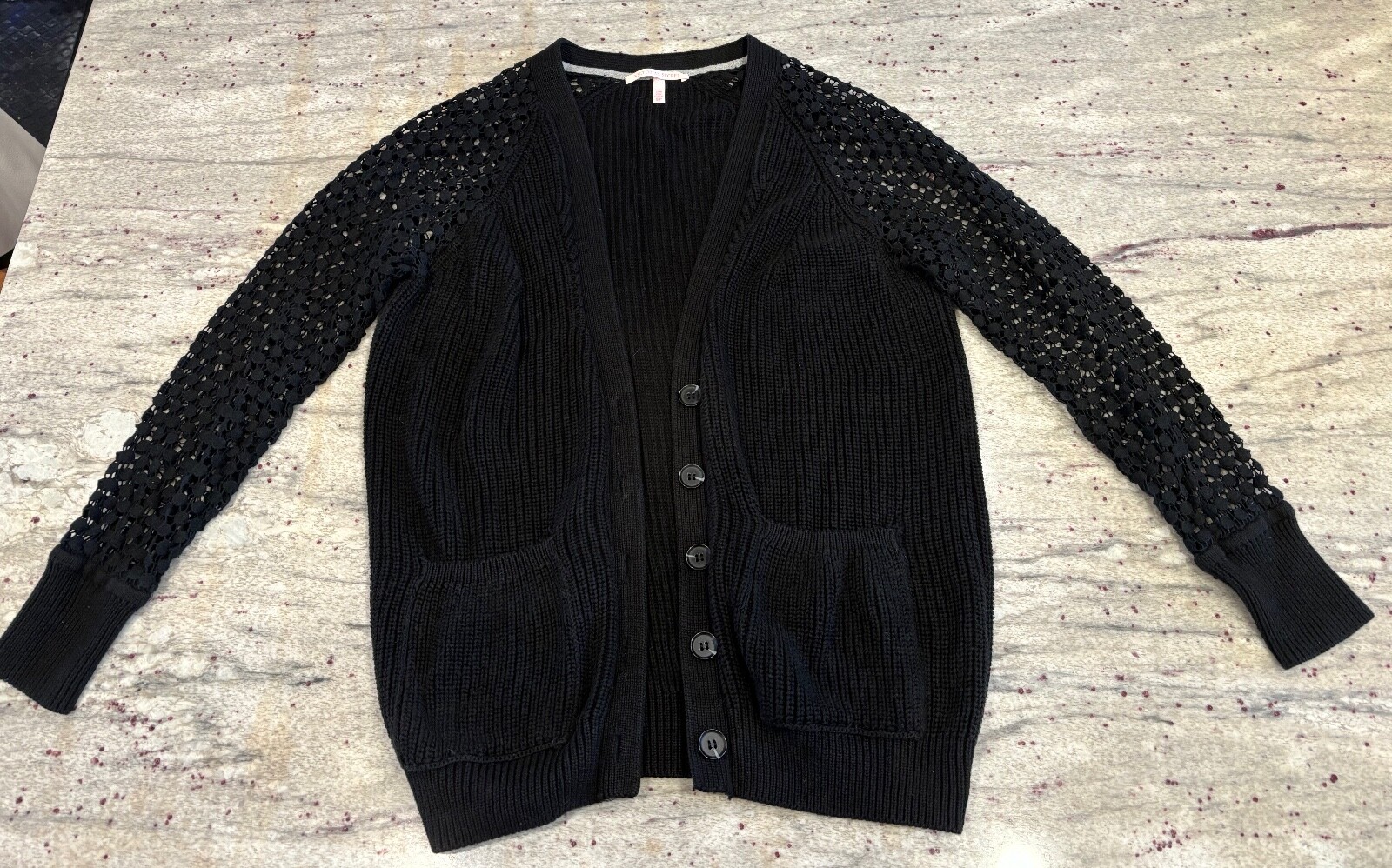 Victorias Secret Women's Black Chunky Cardigan, Open Knit Sleeves, S | eBay