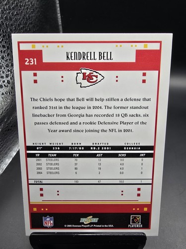 2005 Score Kendrell Bell #231 - Kansas City Chiefs | eBay