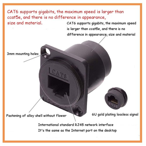 2Pcs D-type Module RJ45 Socket Cat6 Panel Mount Network Ethernet ...