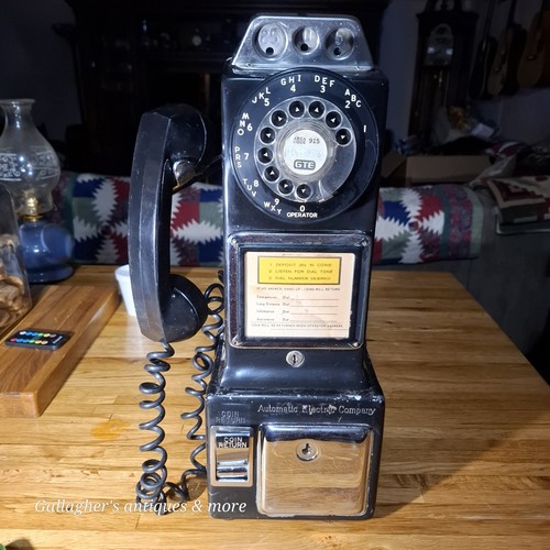 Vintage 1950s Automatic Electric Pay Telephone 3 Coin Slot Rotary Dial ...