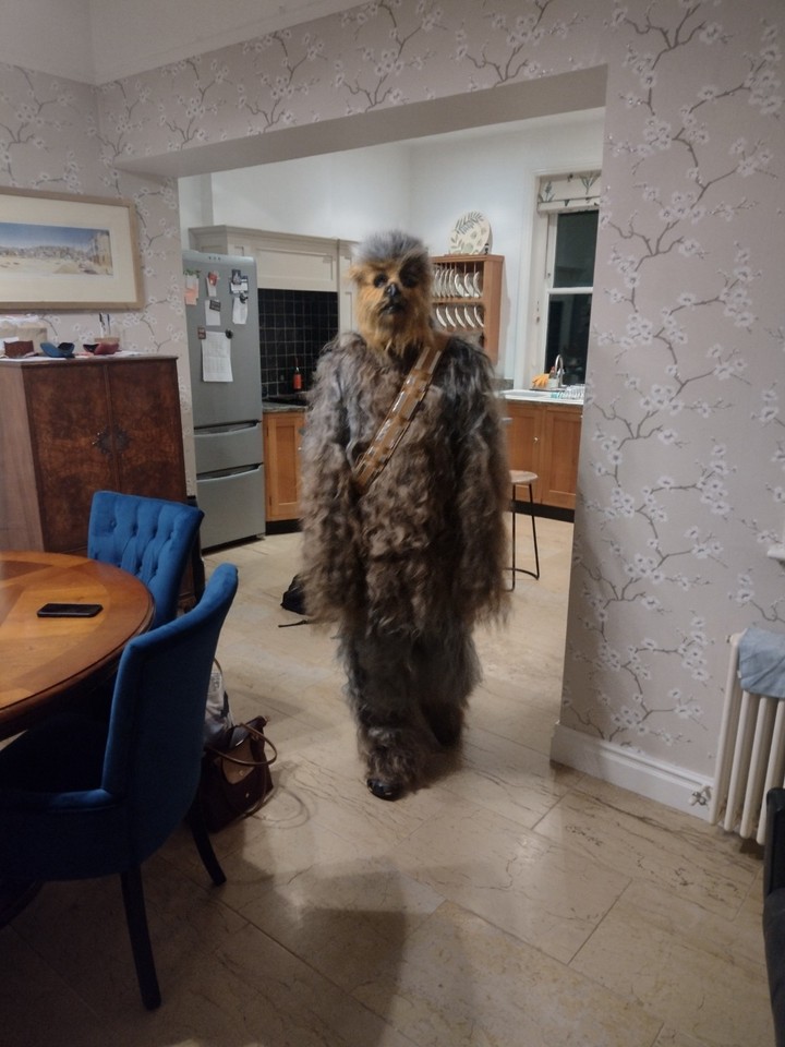Chewbacca wookie star wars full body suit and mask cosplay fancy dress ...