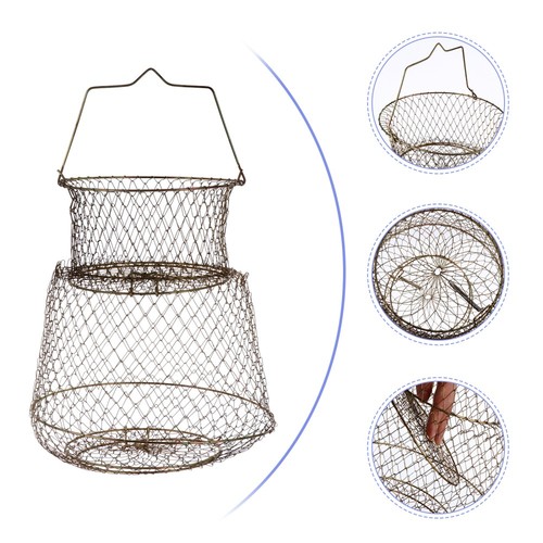 1pc Fishing Trap Cage Net Fishing Bait Trap Steel Wire Fish Basket ...