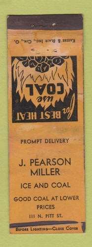 Matchbook Cover - J Pearson Miller Ice Caol POOR | eBay