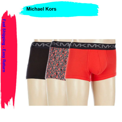Michael Kors Stretch Factor Summer Red Low Rise Trunk Briefs 3-Pack ...