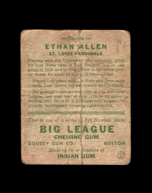 1933 Goudey Set-Break # 46 Ethan Allen LOW GRADE (filler) *GMCARDS* | eBay