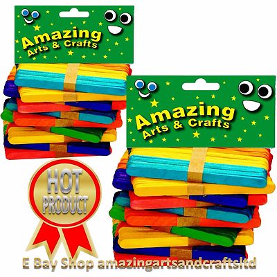 Wooden Lollipop Sticks lolly Coloured Craft Crafts Lollies Ice Pops ...