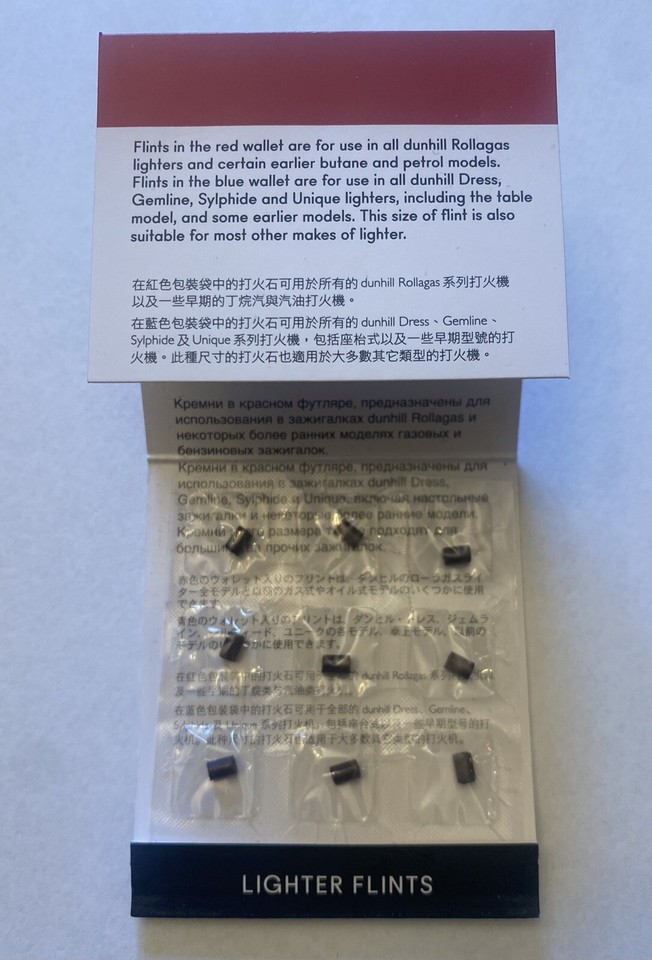 NEW Dunhill Red Flints For ROLLAGAS Lighters, Package 9 Flints | eBay