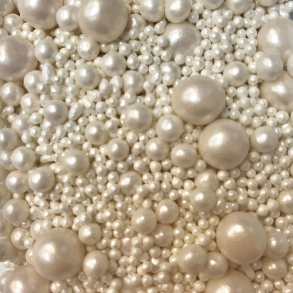 Bridal Mix Ivory Shimmer Pearl Edible Sprinkles Cake Decorations | eBay UK