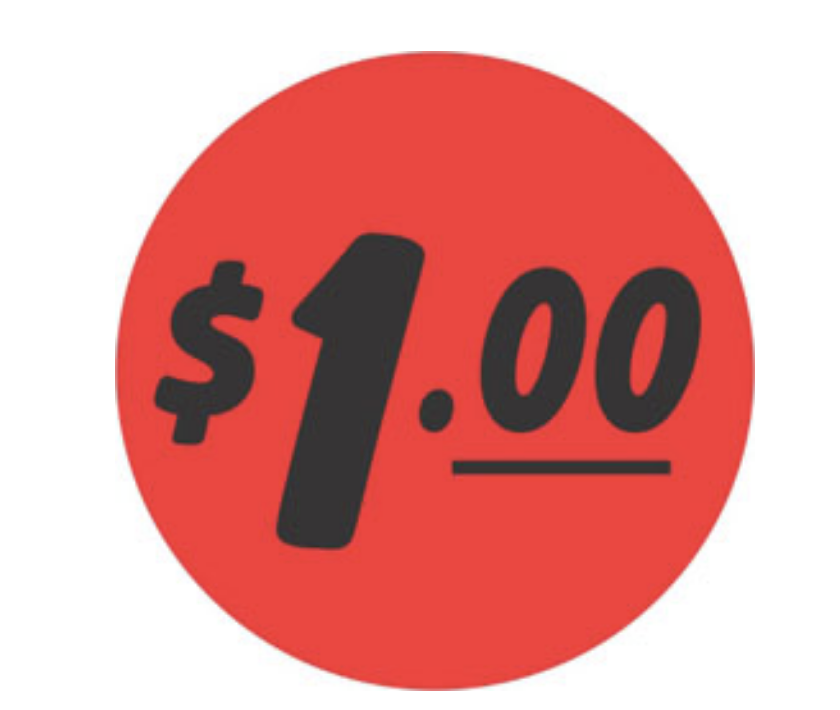 One Dollar Labels 1000 each per roll size 1.25" Round Oval STICKERS | eBay