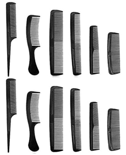 12x Black Hair Styling Comb Set Assorted Hairdressing SalonBarbers Men ...